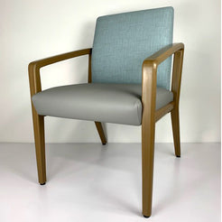 MODENA GUEST CHAIR, TEAL BACK, GREY SEAT, TEAK ARM – Heritage Props LA